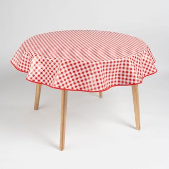 Laro Rund 140 cm Wachstuchtischdecke Tischdecke Abwaschbar PVC Karo Oktoberfest Rot, Muster:Karo Oktoberfest Rot, Gr&ouml;&szlig;e: 140cm Rund