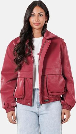 Sixth June Veste coupe carr&eacute;e en imitation cuir - Bordeaux-Rouge