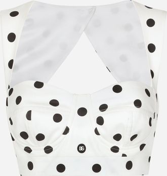 Dolce & Gabbana Bustier-top Aus Baumwolle Punkteprint - Frau Blusen Und Tops Drucken 50