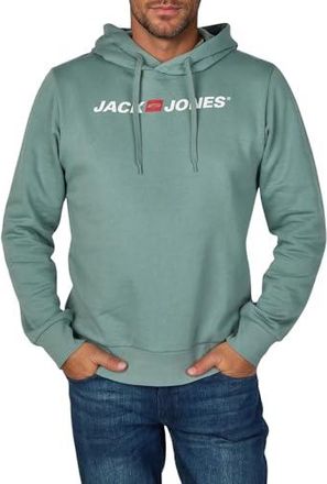 Jack & Jones JJMORTY Sweat &agrave; capuche pour homme avec imprim&eacute; Coupe droite Vert Jaune Gris Rouge S M L XL XXL 3XL, Trooper (12303641), 3XL