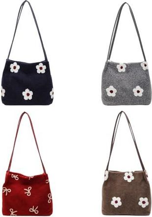 Generic Sac &agrave; main en tissu peluche pour femme - Automne et hiver - Pour un usage quotidien - Bleu