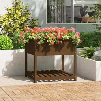 vidaXL Vidaxl - Pflanzk&uuml;bel mit Ablage Honigbraun 82,5x82,5x81 cm Kiefernholz