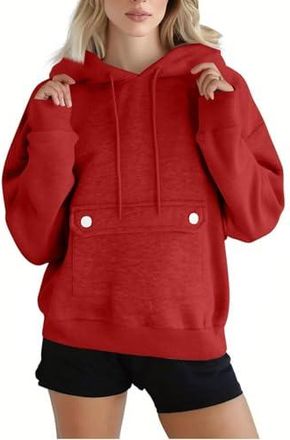 Generic Sweat-shirt léger pour femme avec cordon de serrage - Sweats à capuche pour femme - Surdimensionné - Vêtements de sport - Veste de sport - Sweat-shirt