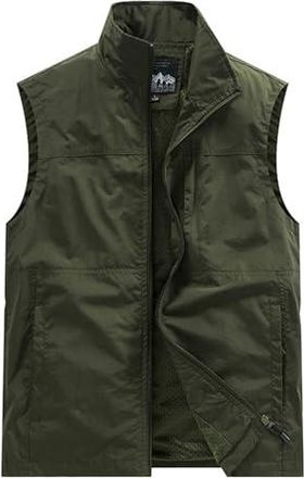 Generic Gilet de sport l&eacute;ger pour homme - Gilet dhiver doubl&eacute; avec fermeture &eacute;clair - Avec poches - Gilet de course ultra l&eacute;ger - Col montant - Gilet de trans