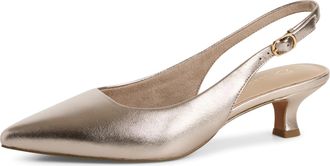 Marco Tozzi Damen Slingpumps aus Leder Spitz, Beige (Platinum), 39 EU