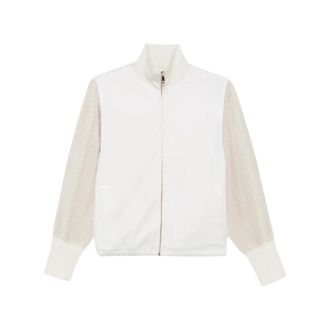 Fabiana Filippi Bomberjacke aus Wollflanell und Strick - - Jackets - Damen - Wei&szlig; - S