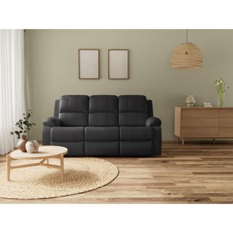 Best Mobilier Bestmobilier - Armand - canap&eacute; 3 places relax &eacute;lectrique en simili - noir