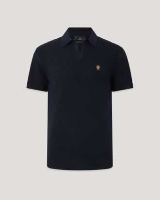 Belstaff Coast Strick-polohemd F&uuml;r Herren Cotton Silk Pique Dunkles Tintenblau One Size