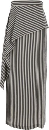 Tela Femme, Jupes, Gris, Taille: 40 FR Jupe Midi Asym&eacute;trique &agrave; Rayures