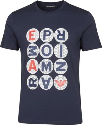 Emporio Armani Homme, Tops, Bleu, Taille: S Micropattern Crew Neck T-Shirt