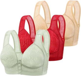 Generic Sieh An Soutien-gorge pour femme avec fermeture &agrave; pression sur le devant, couverture compl&egrave;te, soutien-gorge confortable sans armatures, l&eacute;g&egrave;rement do