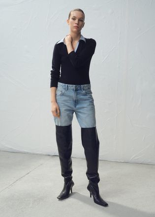 Mango Kombinierter Pullover mit Hemdkragen marineblau - Damen - XS - MANGO