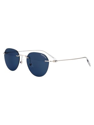 Montblanc MB0428S Metal Round Sunglasses - Silver