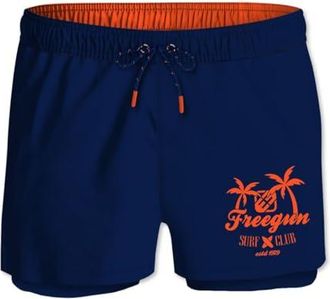 Freegun SW/FG/O/1/FCM/CLU3 Maillot de Bain, Bleu Marine/Orange, S Homme