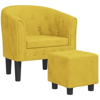 vidaXL Fauteuil cabriolet avec repose-pied jaune velours vidaXL802319