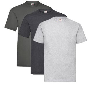 Fruit Of The Loom Valueweight T-Shirt Diverse Farbsets S M L XL XXL 3XL 4XL 5XL (XXL, 1x Graphit + 1x Dark Heather + 1x Grau + 1HL Kauf Notizblock)