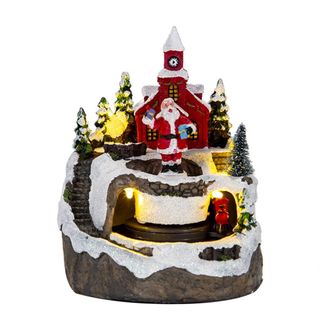 BESPORTBLE Beleuchtetes Miniatur-weihnachtshaus mit Licht Musik und Eisenbahn Kompakte Weihnachtsdekoration f&uuml;r Schreibtisch und Geschenkidee