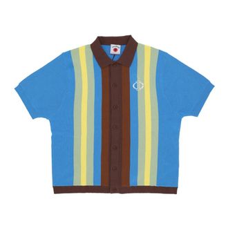 Icecream Blauer Jacquard Strick Kurzarm Cardigan - - Knitwear - Herren - Mehrfarbig - S