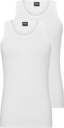 BOSS Herren Tank Top 2P Modern Zweier-Pack Unterhemden aus Stretch-Baumwolle mit Logo-Print Weiß S