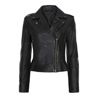 Notyz Leder Bikerjacke aus softem Leder - - Jackets - Damen - Schwarzk - L