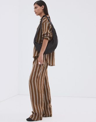 Mango Pantalon rayures pinces marron - Femme - XXS - MANGO