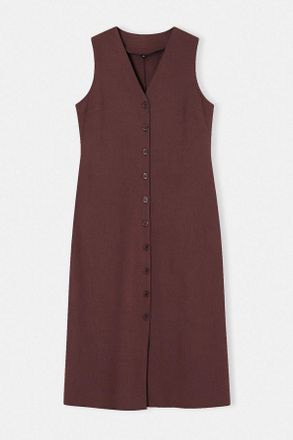 Trendyol Einfarbiges midi-Hemdblusenkleid, &auml;rmellos, Casual - Braun