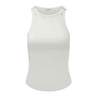 Courr&egrave;ges Schnalle 90er Rippenoberteil - - Tops - Damen - Wei&szlig; - S