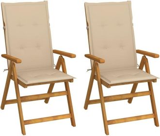vidaXL Vidaxl - Chaises inclinables de jardin lot de 2 et coussins Bois acacia