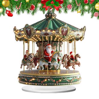 Generic Weihnachtskarussell - Merry Go Round Weihnachten, Acryl-2D-Heimdekoration, Weihnachtsmann, Weihnachtsszene, Sammlerst&uuml;ck, Feiertagsdekoration, F&uuml;r, Fe