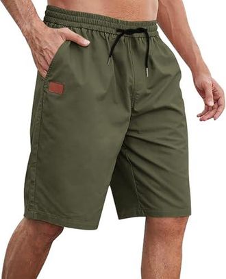 Generic Short de randonn&eacute;e pour homme - Short de course avec poche - Short de sport pour homme - S - Short cargo en coton extensible - Pantalon de travail fus