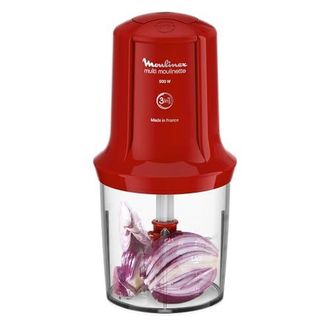 Moulinex Multi Moulinette Hachoir électrique, 500 W, 500 ml, Émince, Hache, Mixe, 6 lames, 2 vitesses, Facile à utiliser, Compatible lave-vaisselle, Rouge, AT7