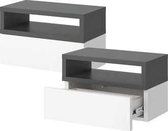 Vicco Nachttisch Urbano, Nachtkommode, Anthrazit, 45 x 28 cm 2er Set