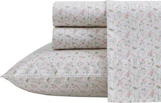 Laura Ashley Doppelbett-Bettlaken, Baumwoll-Perkal Bettwäsche-Set, leicht und atmungsaktiv, Home Decor (Evie Rosa, Doppelbett)