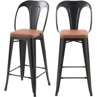 Rendez-Vous D&eacute;co Lot de 2 chaises pour &icirc;lot central 68 cm noires et marron - CHARLY
