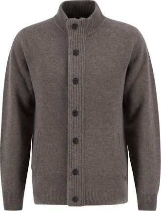 Barbour Cardigan aus Lammwolle mit Knopfleiste und Zip in