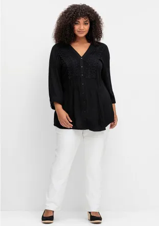 Sheego Klassische Bluse Longbluse 3/4-Arm
