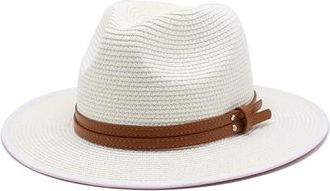 Generic Chapeau de paille Panama respirant dété style coréen Chapeau de paille tissé (Blanc)