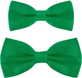 DonDon Vater-Sohn Fliegen Set im Partnerlook, bereits gebunden und verstellbar - Gr&uuml;n