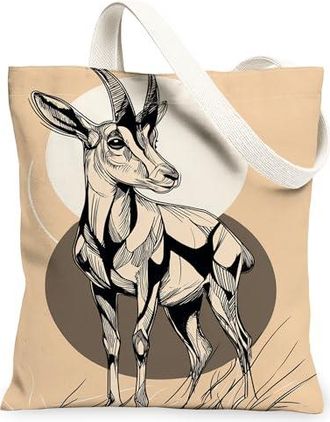 Generic Sacs fourre-tout en toile de ch&egrave;vre artistique, design vintage, l&eacute;ger, lavable et r&eacute;utilisable, pour le shopping, les voyages, la plage, beige, 13x15 