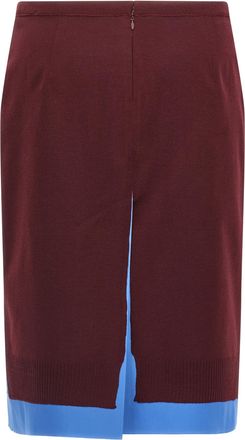 Miu Miu Womens Bordeaux Virgin Wool Midi Skirt