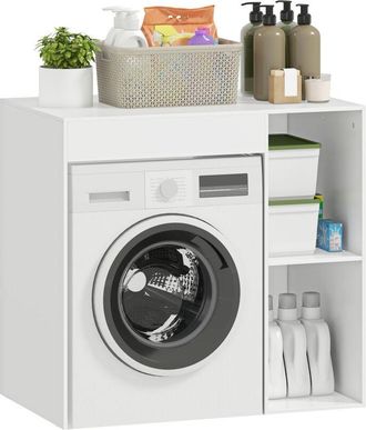 HOMCOM Meuble machine &agrave; laver et s&egrave;che-linge - HOMCOM - 2 compartiments ouverts - panneau de particules - 96 x 60 x 90,5 cm - blanc
