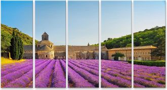 Islandburner Bild auf Leinwand Abtei Von Senanque Bl&uuml;hende Reihen Lavendel Blumen Sonnenuntergang Gordes Lubero Bilder Wandbilder Poster