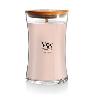 Woodwick Hourglass große Duftkerze mit PlusWick Innovation, Vanilla & Sea Salt