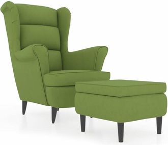 vidaXL Ohrensessel mit Hocker Hellgr&uuml;n Samt Vidaxl 805403