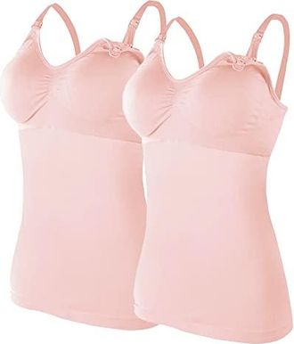 Generic Lot de 2 soutiens-gorge pour femme - D&eacute;bardeurs dinfirmi&egrave;re int&eacute;gr&eacute;s - Camisole de maternit&eacute; - Avec 4 coussinets, rose, S