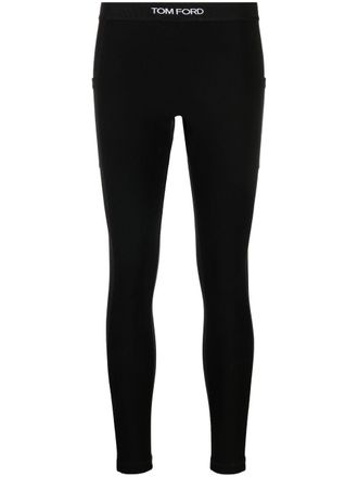 Tom Ford Cropped-Leggings mit Logo-Bund - Schwarz