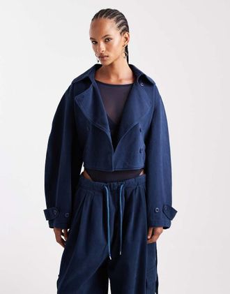 Asos Trench court - Bleu marine délavé