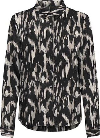 Only Onlnova Life Elite L/S Lynne T-Shirt AOP Blouse, Noir/OOP : 590 Rough Animal, S Femme