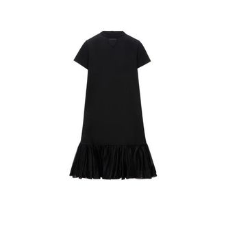 Prada T-Shirt-Kleid aus Baumwolle mit Rüschen in Schwarz