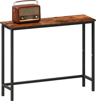 Generic Rustikaler brauner und schwarzer Konsolentisch, schlanker Metallrahmeneingangstisch, kompaktes Sofa -Tisch für Couch, Flur, Wohnzimmer, robust
